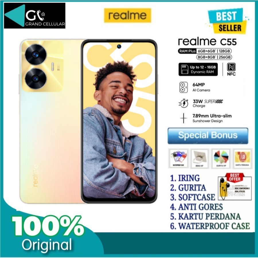 Jual Realme C55 ram 8Gb rom 256Gb Fullset Bergaransi | Shopee Indonesia