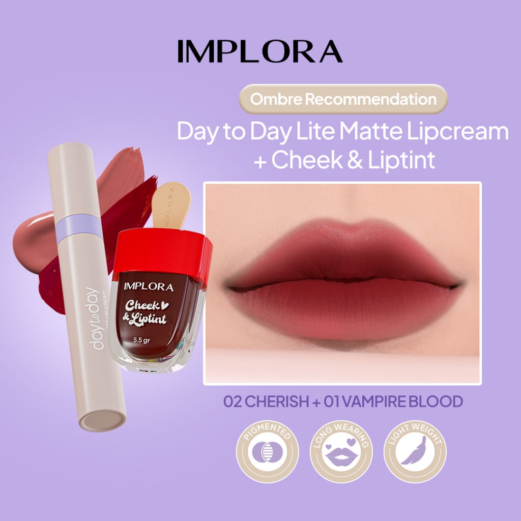 Jual IMPLORA - Ombre Day To Day Lipcream 01 Uplifted +Lip Tint 01 ...