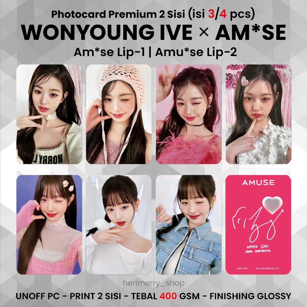 Jual (ISI 3/4 PCS) Photocard WONYOUNG IVE AM*SE LIP - Potocard PC Premium 2 Sisi Kartu Kpop ...