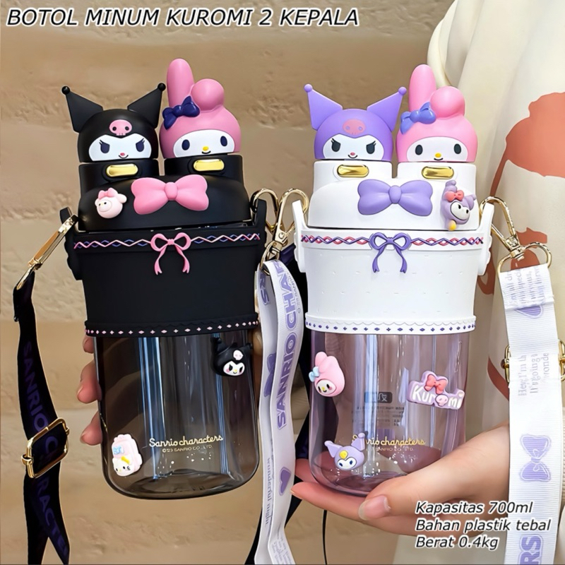 Jual BOTOL MINUM 700ML || BOTOL MINUM KUROMI 2 KEPALA || BOTOL MINUM ...