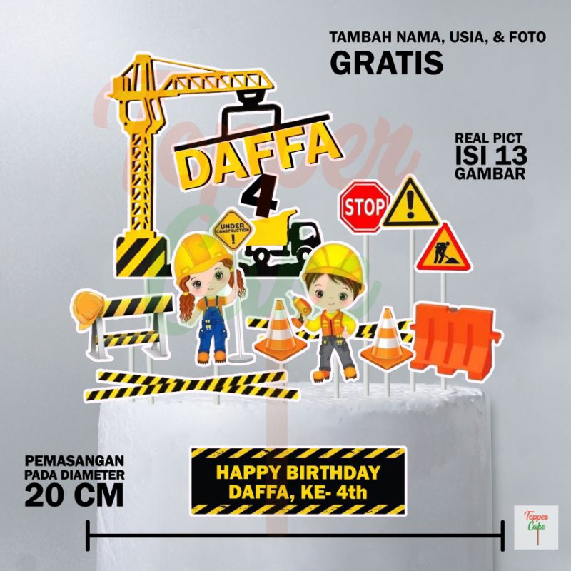 Jual Topper Cake konstruksi / Proyek / Beko / Excavator /Hiasan kue ...