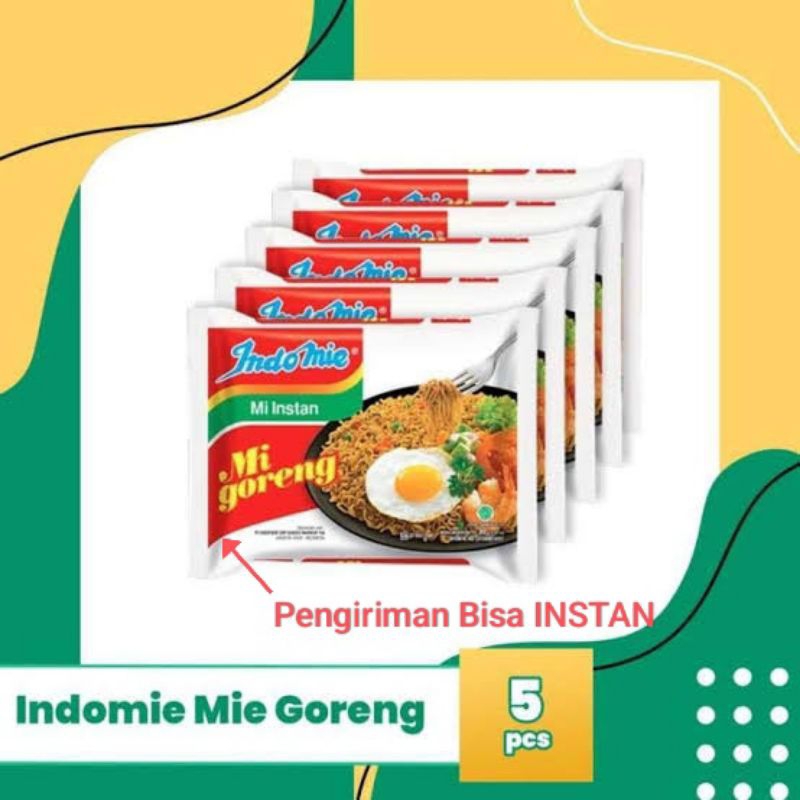 Jual INDOMIE/INDOFOOD MIE INSTAN MIE GORENG 80 GRAM ISI 5PCS | Shopee ...