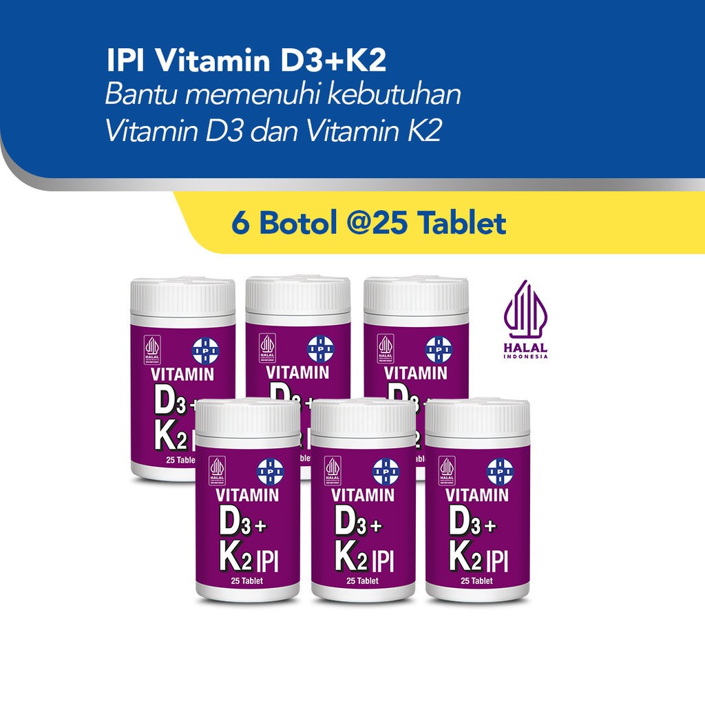 Jual [6 BOTOL] IPI VITAMIN D3 + K2 BOTOL 25 TABLET / ZINC PLUS BOTOL 45 ...