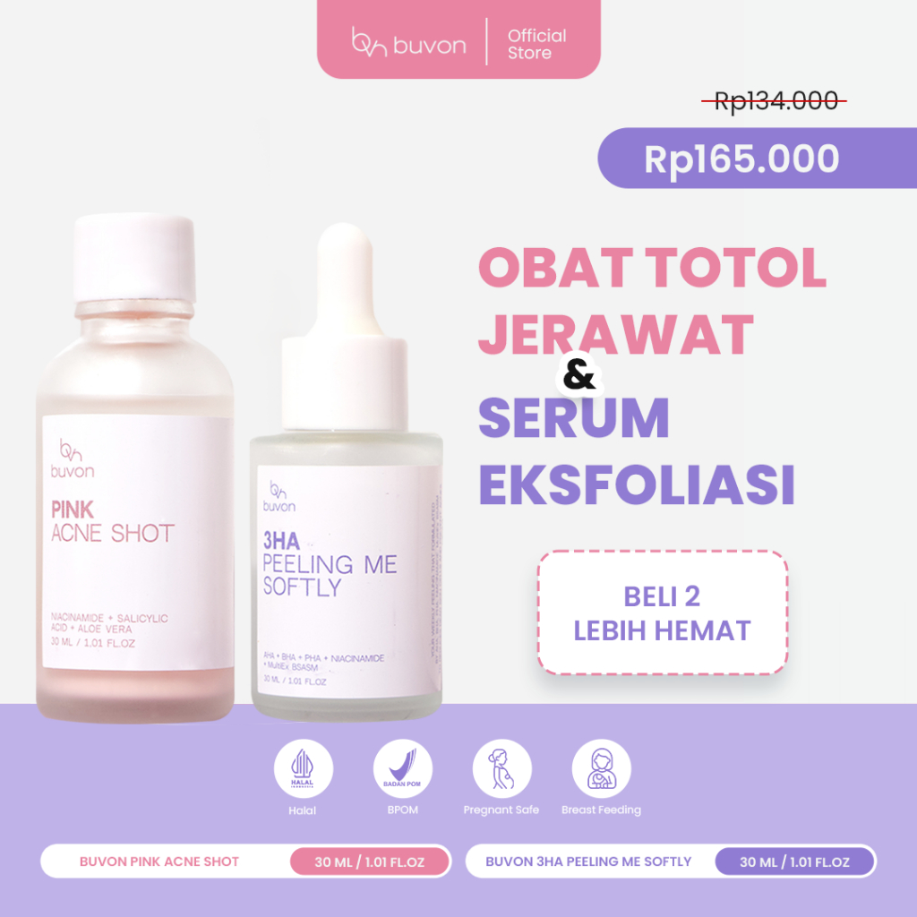 Jual BUVON Pink Acne Shot & AHA BHA PHA Peeling Solution - Obat Totol ...