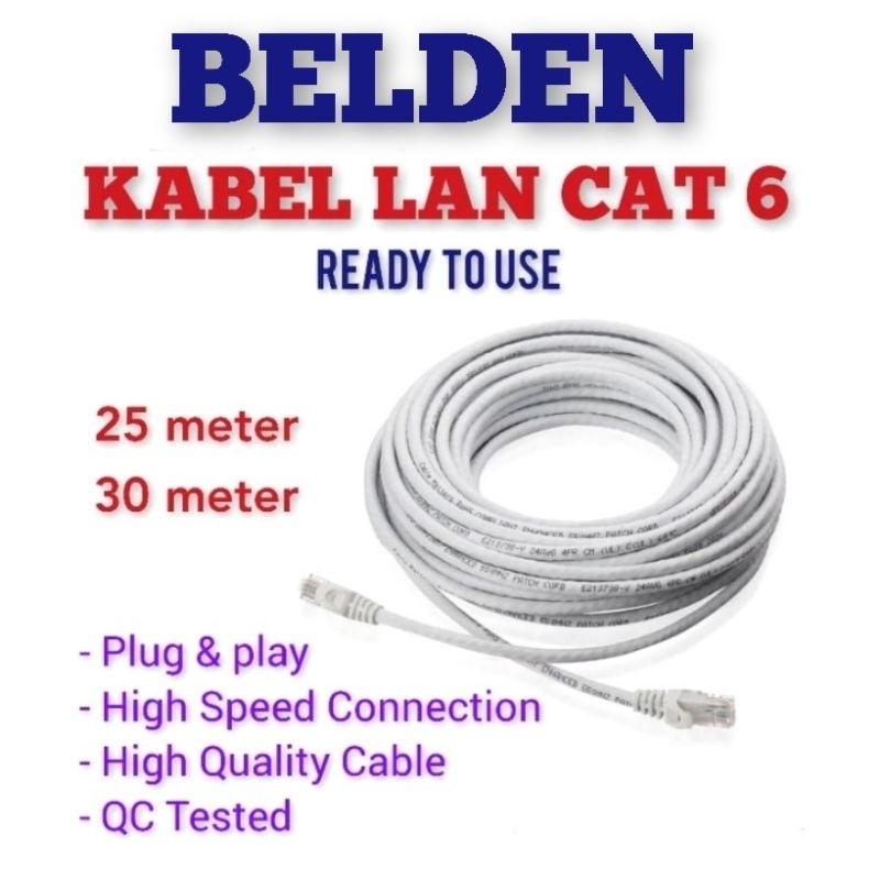 Jual KABEL LAN UTP BELDEN USA ORIGINAL CAT 6 / CAT6 GIGABIT SPEED PLUS RJ45 HIGH QUALITY CABLE ...