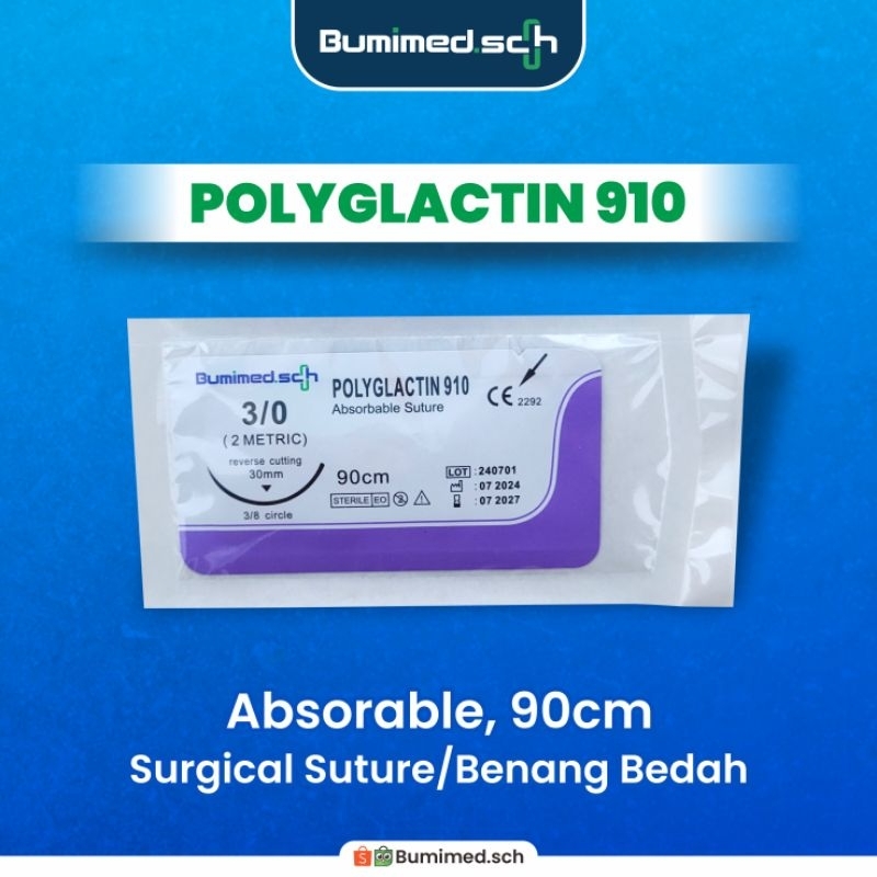 Jual Benang Jahit Oprasi Poliglaktin 910 / Surgical Suture Polyglactin ...