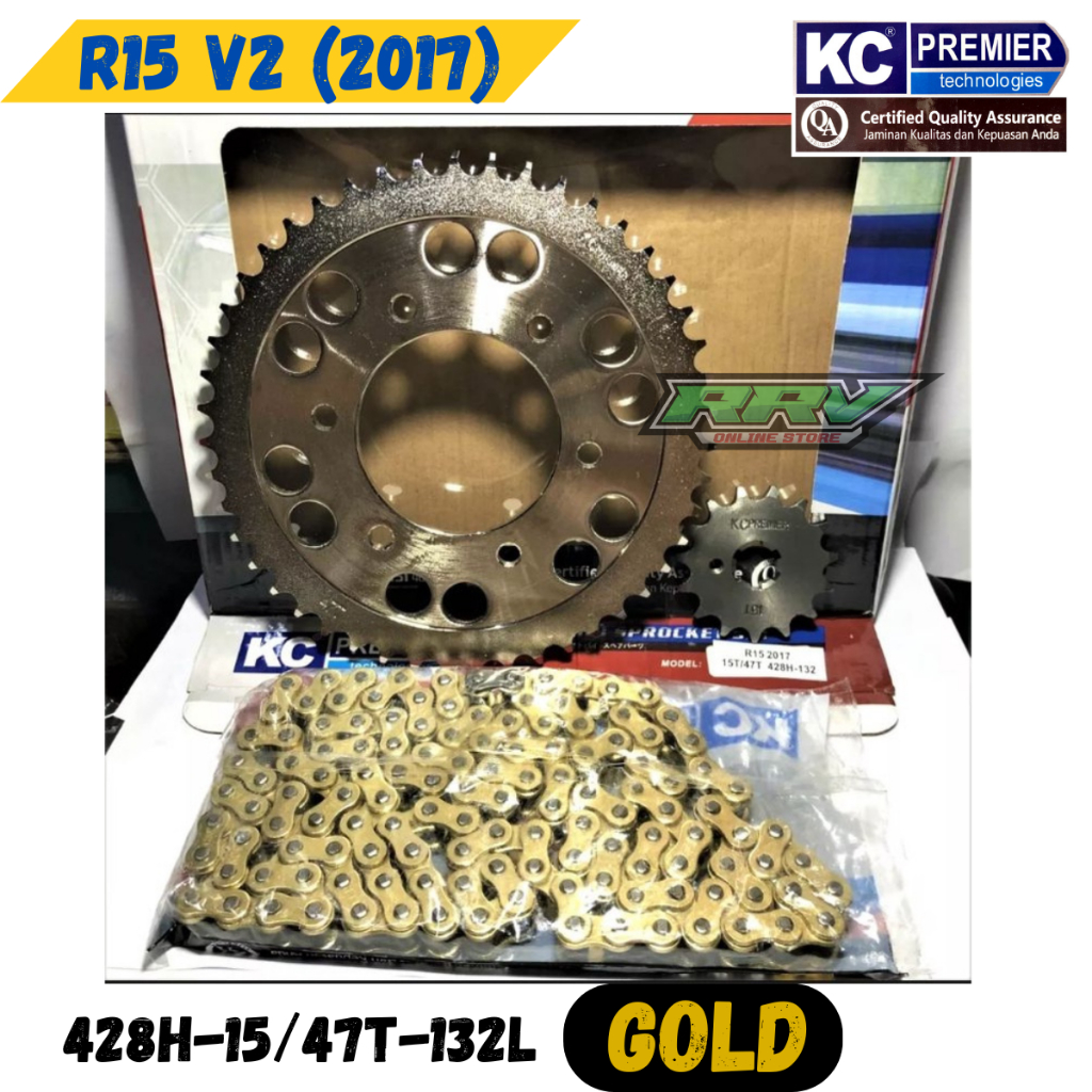 Jual GEAR SET KC PREMIER YAMAHA R15 V2 2017 428H-15/47T GIR SET R15 V2 ...