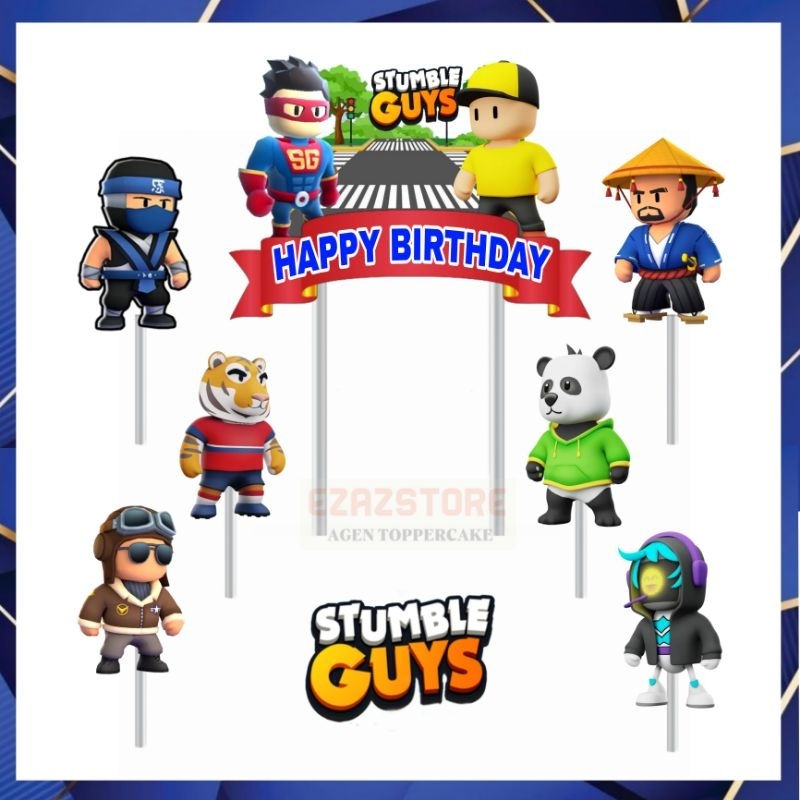 Jual topper kue stumble guys,topper cake,topper karakter stumble guys ...