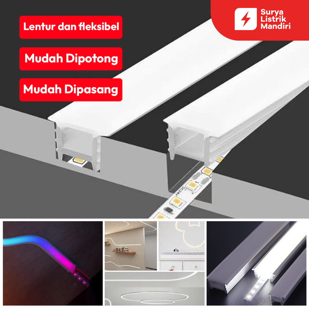 Jual LED Strip Cover Housing Silikon Flexible Putih 12x10mm dan 15x10mm ...
