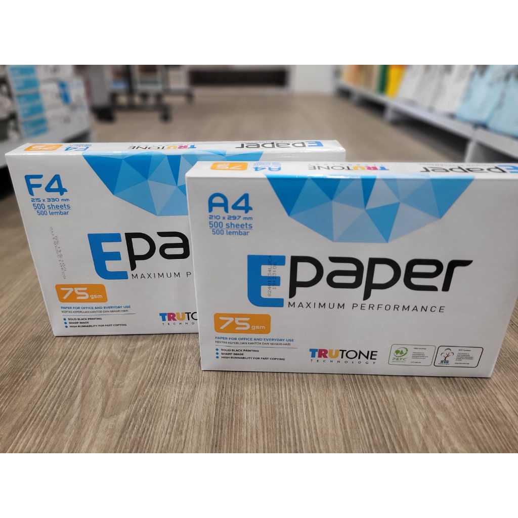 Jual Kertas HVS Epaper 75 Gsm Ukuran A4 dan F4 Kertas Fotocopy | Shopee Indonesia