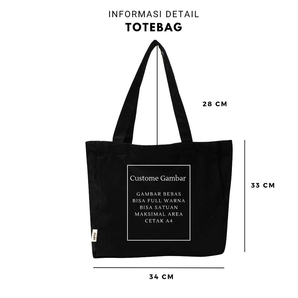 Jual Canvas.clo - Custome Totebag Big Capacity Kanvas hitam Resleting | Totebag Kuliah | Tas ...