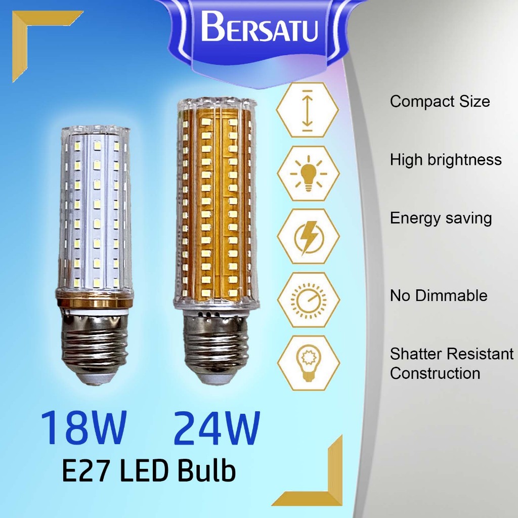 Jual Bohlam LED Corn Light Jagung Bulb E27 Lampu 18W 24W 30W Lampu Slim Candle Putih Cool White ...