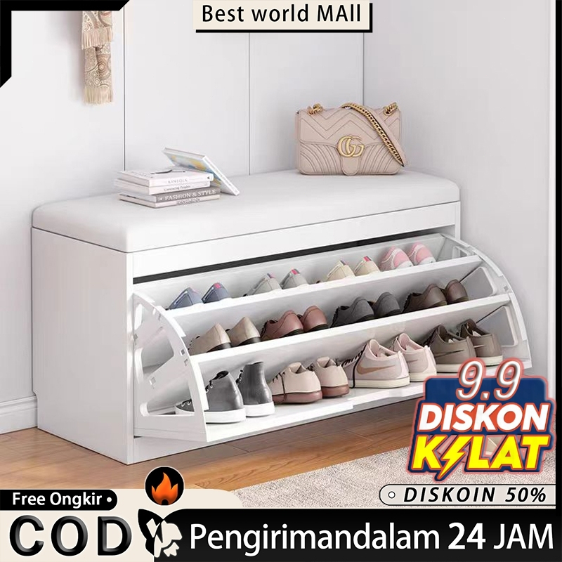Jual BEST Rak Sepatu Kayu Lemari Sepatu Tertutup Lemari Sepatu ...