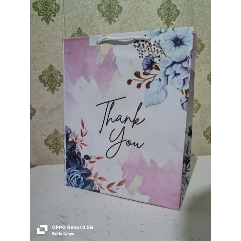 Jual Paperbag/Tas kertas motif rustic Thank you dan polos Uk ...