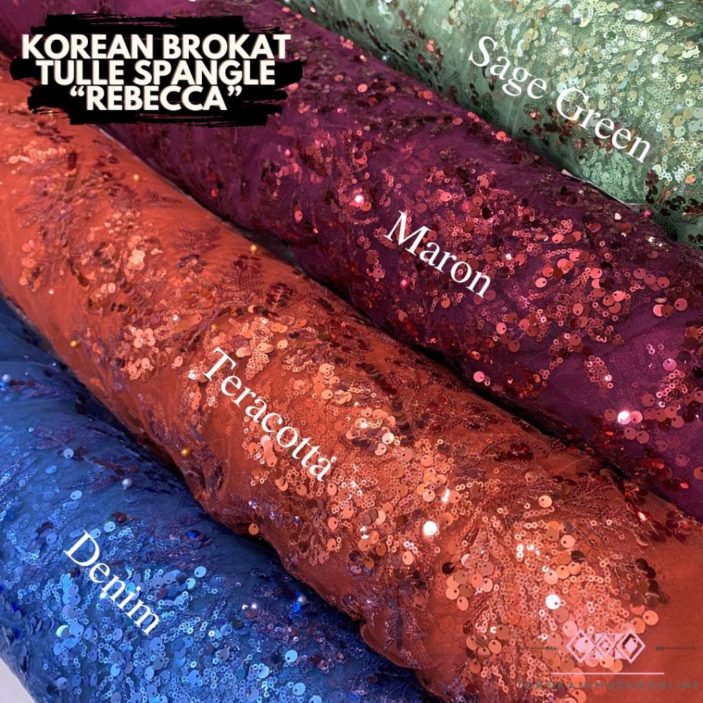 Jual Kain Kebaya Tile Brokat Payet REBECCA 2024 Bordir Full Payet ...