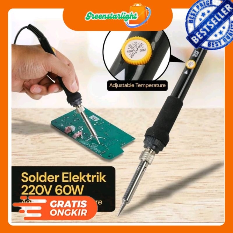 Jual Solder Listrik 60 Watt Adjustable Temperature Iron Soldering 220V - 908 | Shopee Indonesia