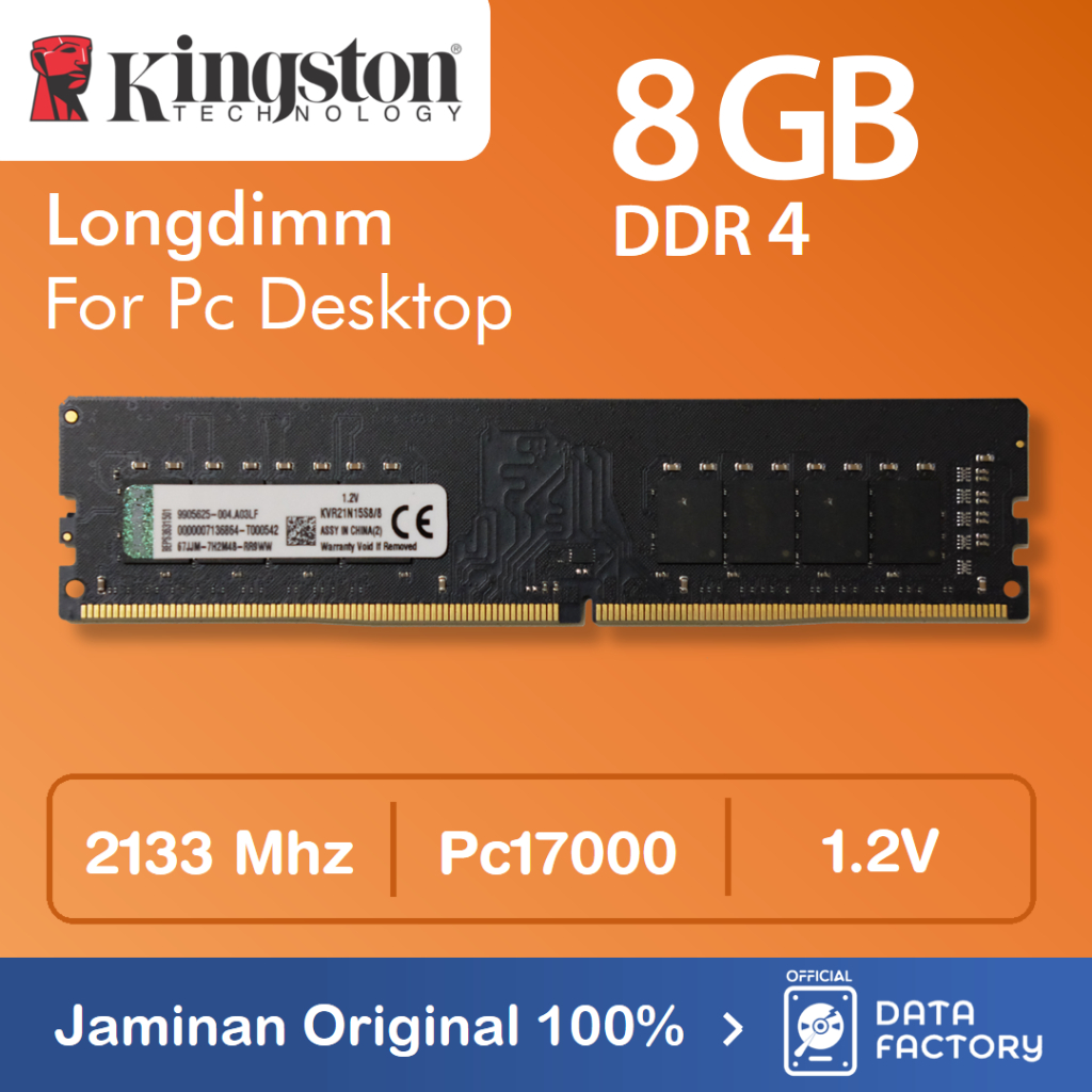 Jual RAM PC KINGSTON DDR4 8GB PC 17000 / 2133 MHZ LONGDIMM MEMORY ...