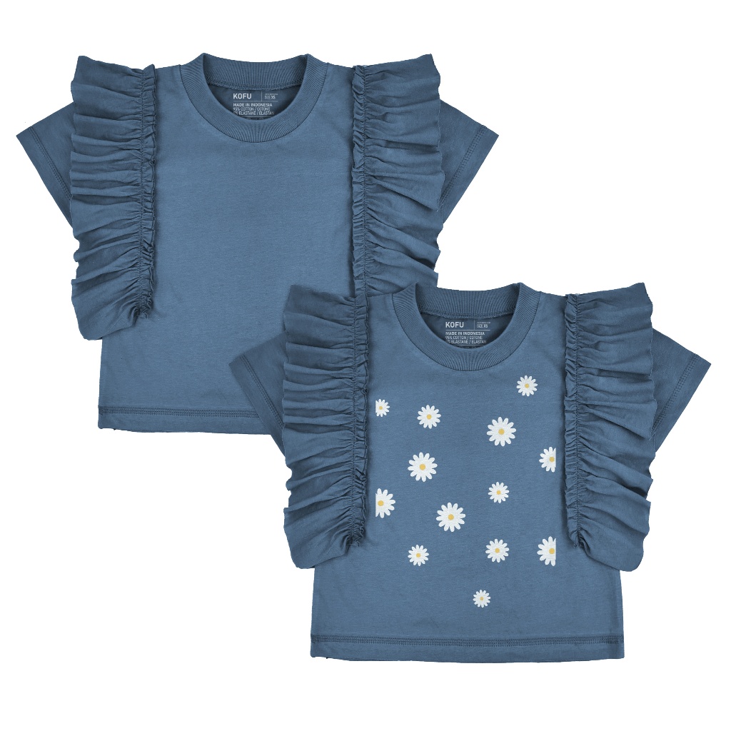Jual KOFU KIDS - Girls Ruffle Sleeves Tee Atasan Anak Perempuan Warna ...