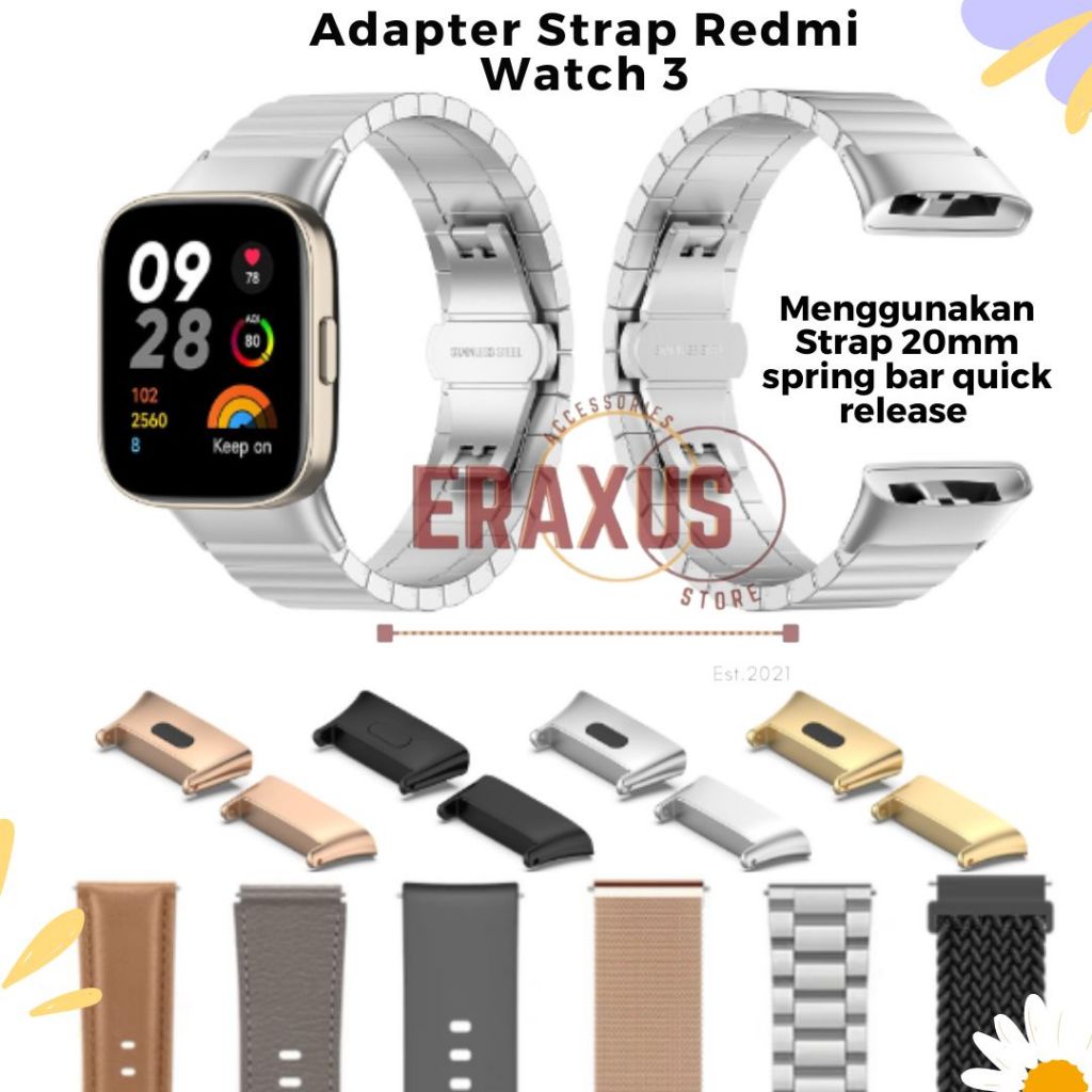 Jual Eraxus Adapter Strap Redmi Watch 3 Metal Stainless Steel Connector ...