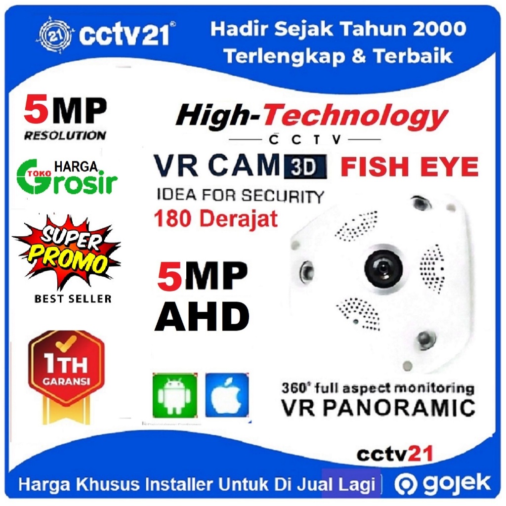Jual CCTV / VR Kamera 5MP / AHD FISH EYE 180 Derajat High Technology ...