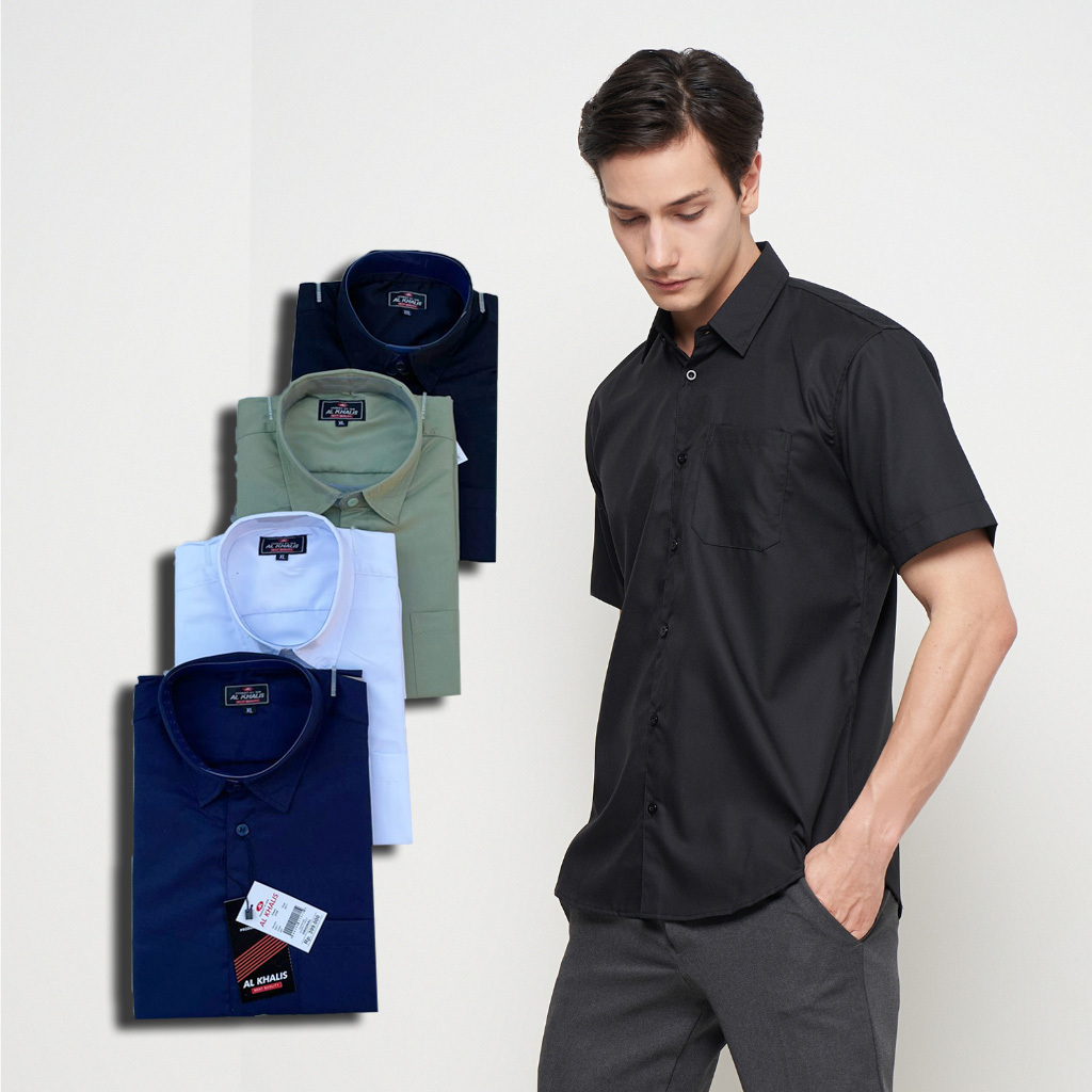 Jual Kemeja Pria Polos Slim Fit Toyobo Fodu Premium Lengan pendek | Shopee Indonesia