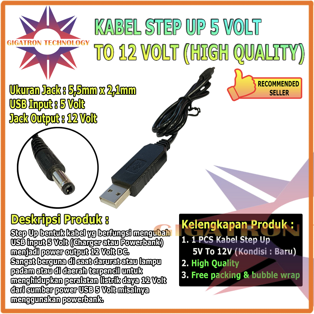 Jual Kabel Step Up USB 5v To 12v DC Power Supply Charger Converter ...