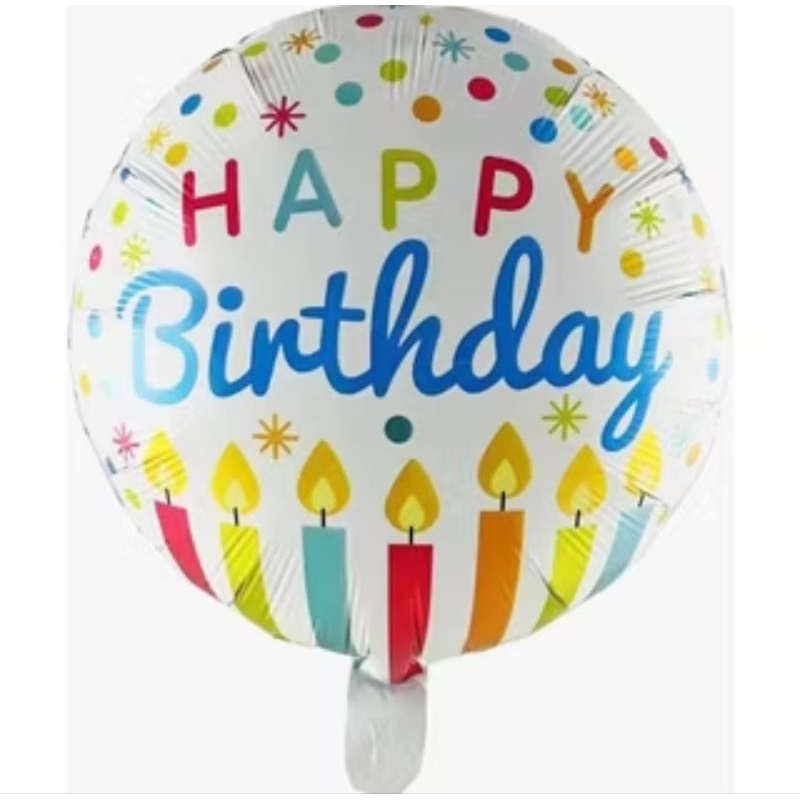 Jual Balon foil bulat happy birthday ukuran 18 inch / balon foil bulat ...