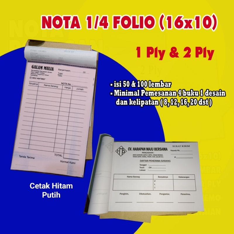 Jual Nota 1/4 folio free desain | Shopee Indonesia