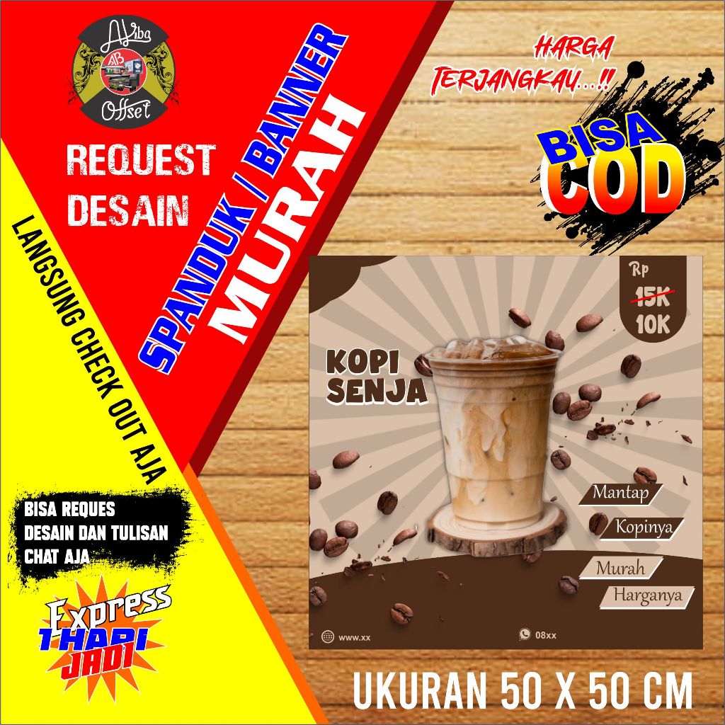 Jual SPANDUK BANNER KOPI SENJA UKURAN 50X50CM | Shopee Indonesia