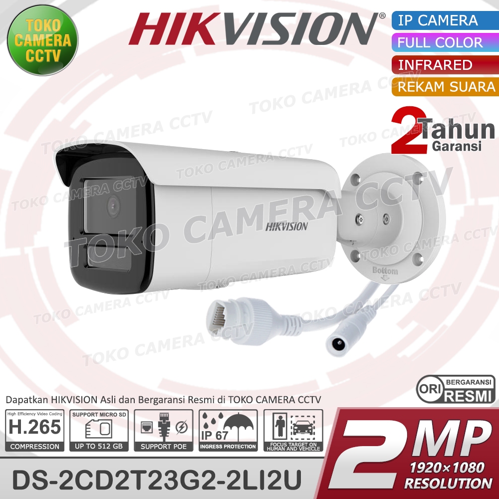 Jual IP CAMERA 2MP HIKVISION DS-2CD2T23G2-2LI2U KAMERA BULLET ACUSENSE AUDIO SMART LIGHT ...