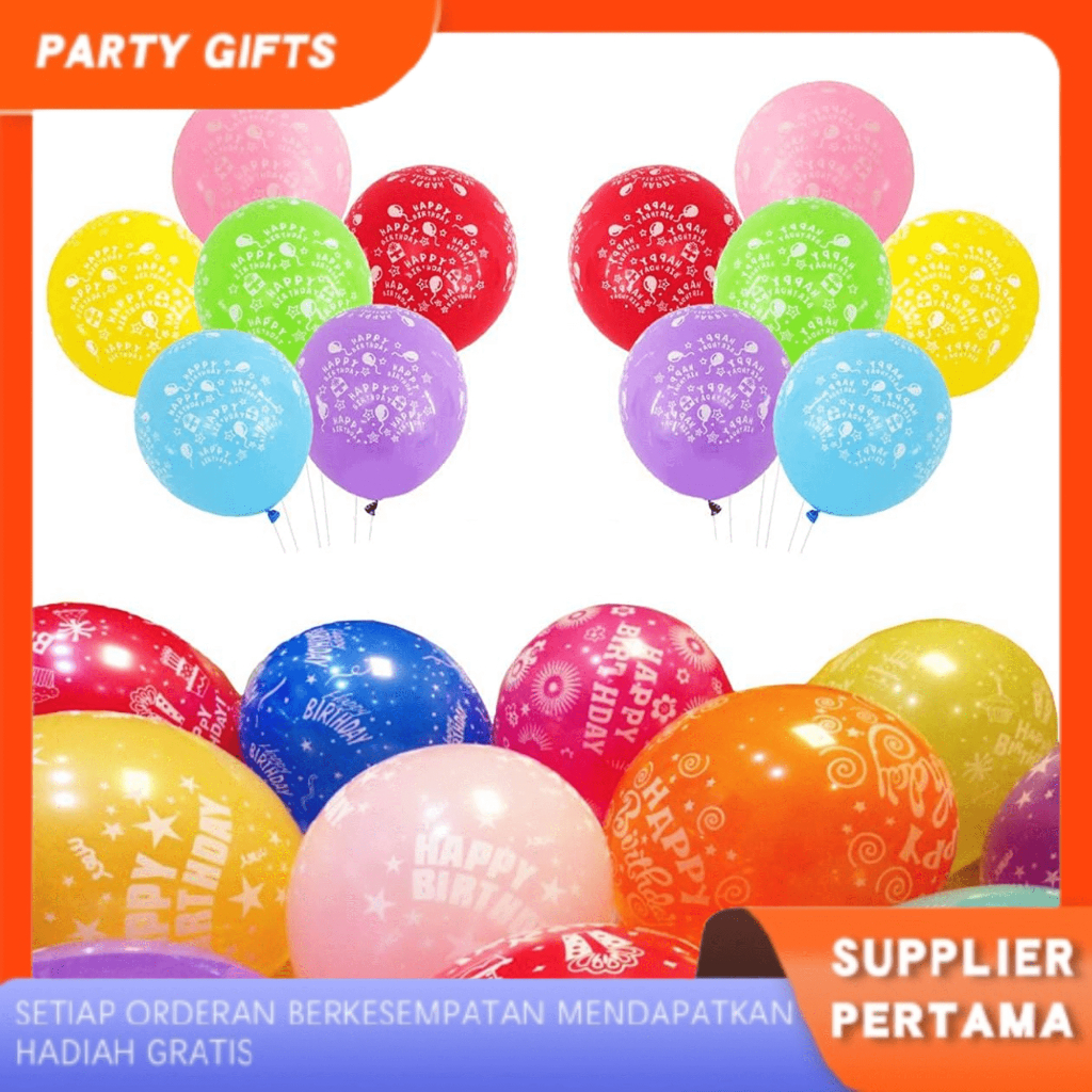 Jual Balon Latex Happy Birthday 12 Inch Mix Balon Latex HBD Random Isi ...