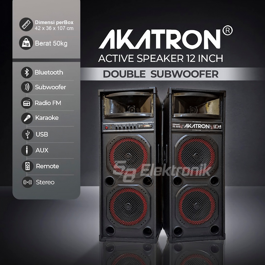 Jual AKATRON 1212 - 12x4 12 Inchi DOBEL SPEAKER AKTIF SUBWOOFER 12inch ...
