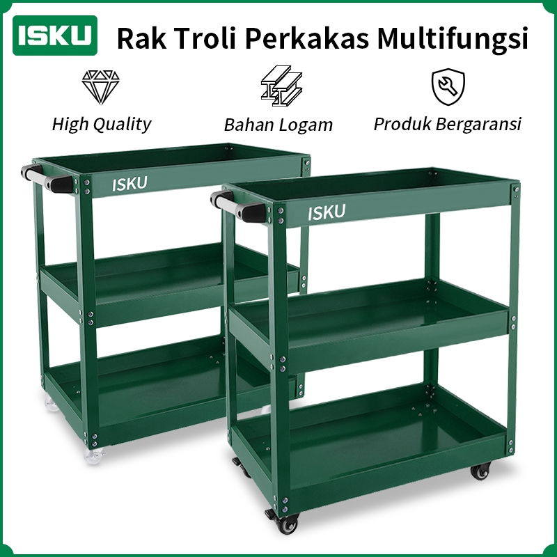 Jual ISKU trollies bengkel rak 3 susun trolly trolley perkakas tools ...