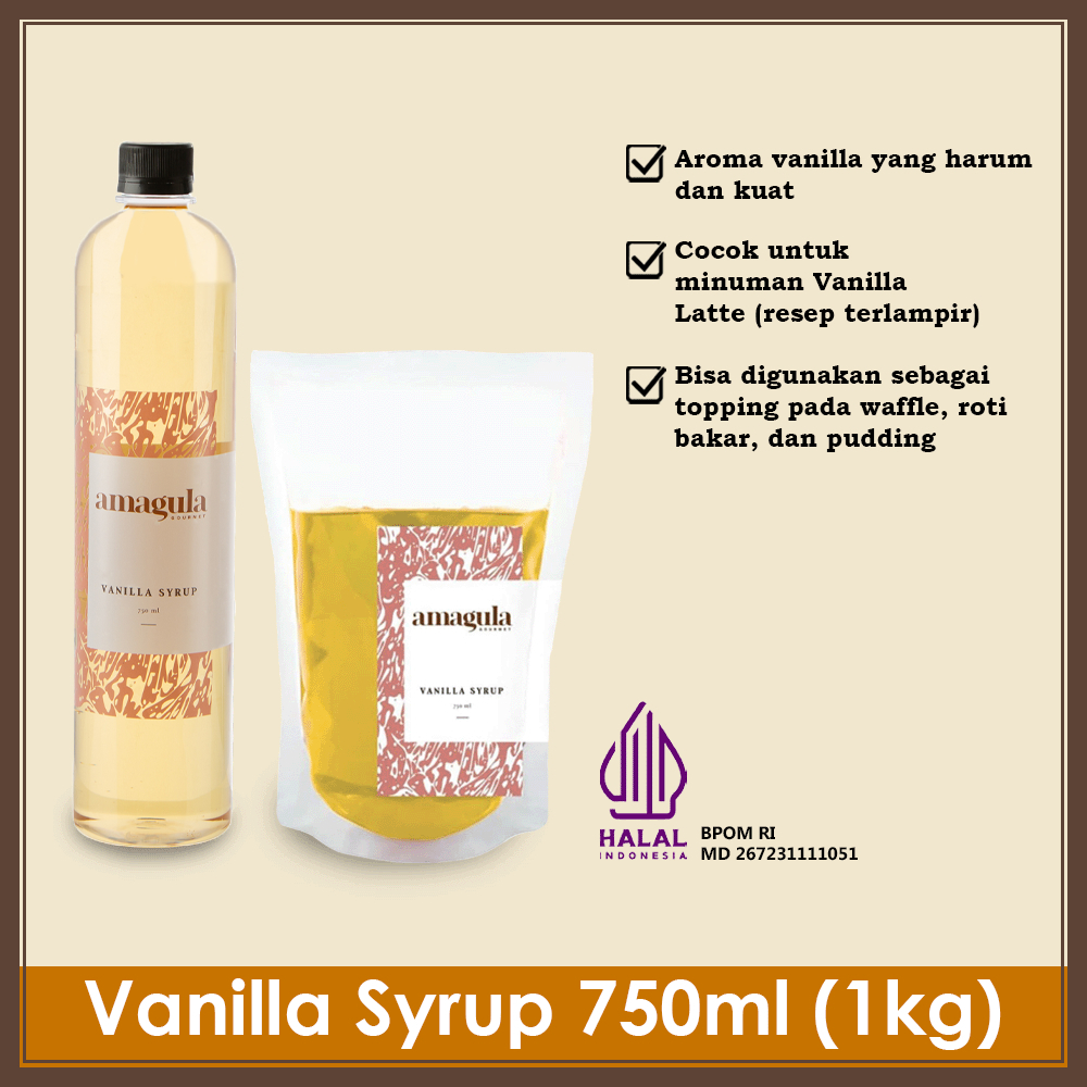 Jual VANILLA SYRUP FOR COFFEE – SIRUP VANILLA AMAGULA 750ML (1000G ...