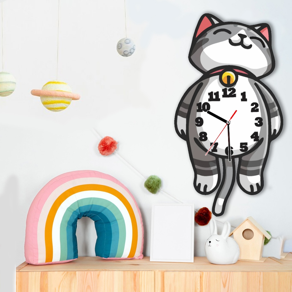 Jual Jam Dinding Ukir Karakter Kucing Tepar - Desain Aesthetic Paling ...
