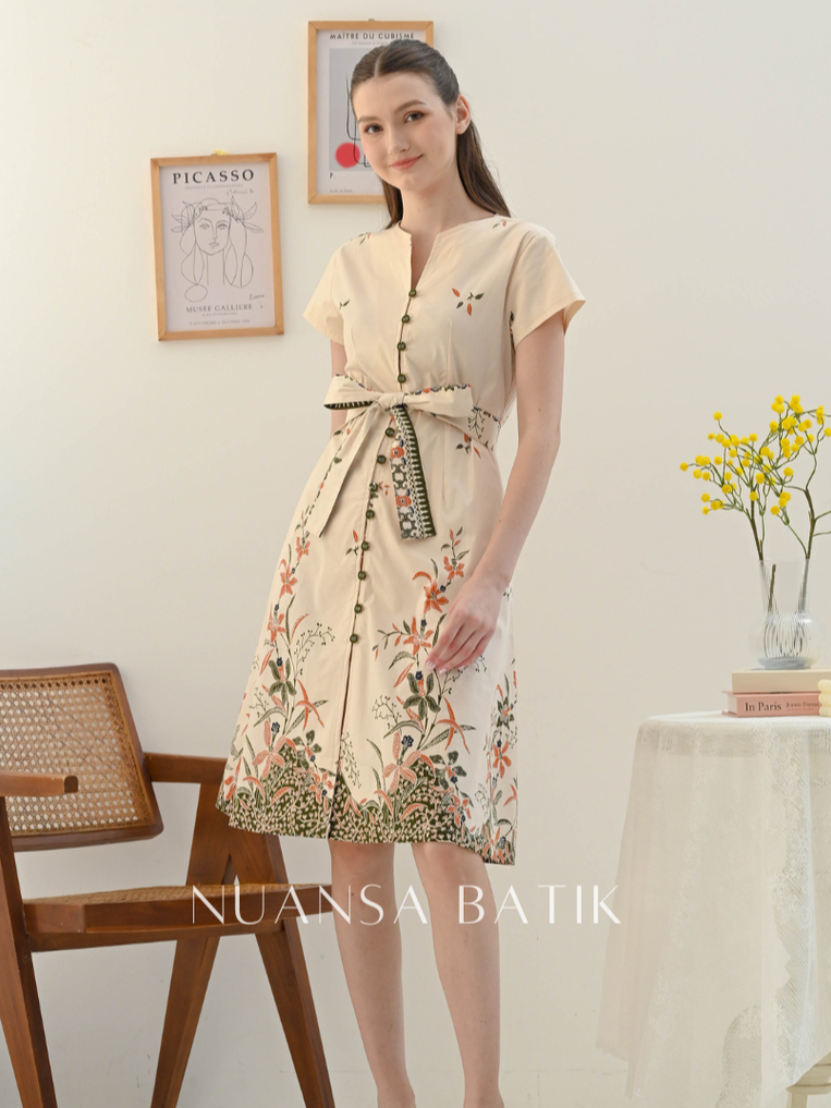 Jual Nuansa Batik Dress Batik Midi Bahan Katun Stretch | Shopee Indonesia
