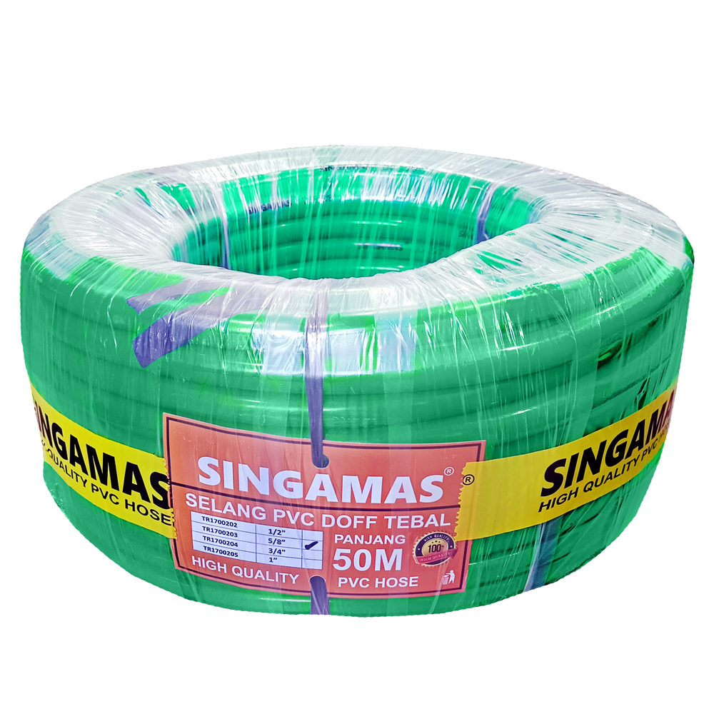 Jual SINGAMAS Selang Air PVC Dof Tebal Warna Hijau 5/8 Inch x 50 Meter ...
