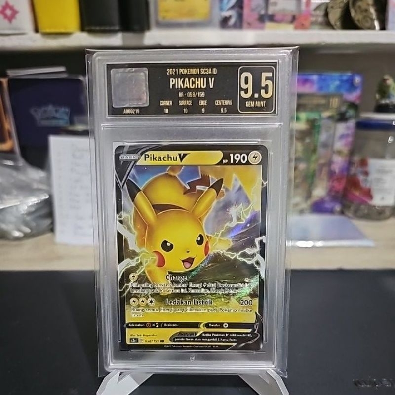 Jual pikachu v grading slab egs 9.5 gem mint original indonesia pokemon kartu tcg | Shopee Indonesia