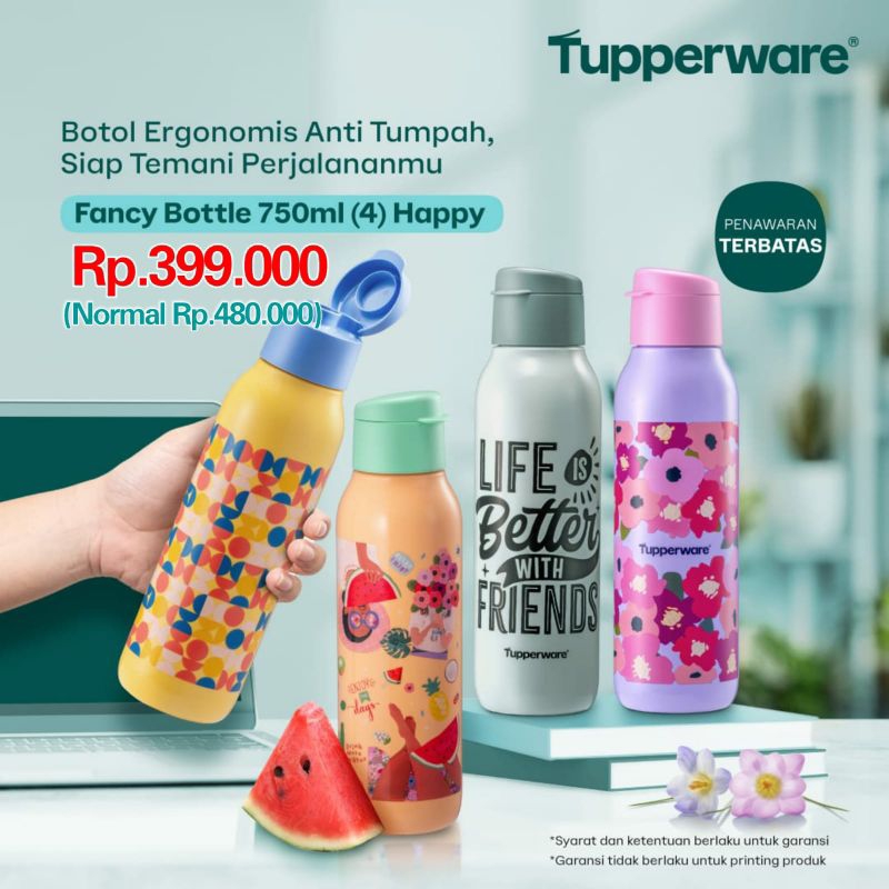 Jual Fancy bottle 750 ml tupperware (4) botol minum | Shopee Indonesia