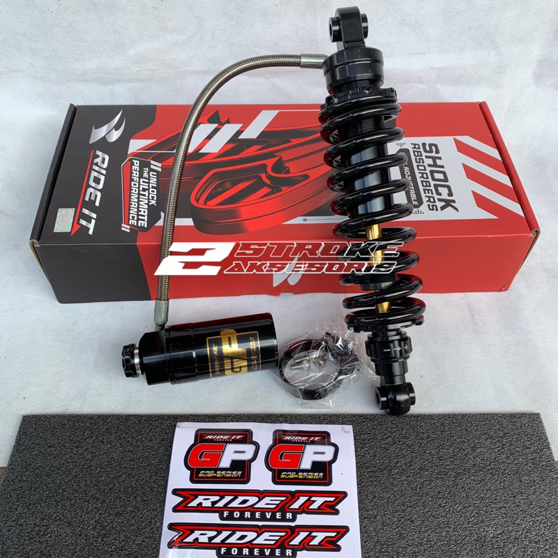 Jual shock/ shok belakang ninja R/SS 150 ride it gp dobel klik as gold tabung pisah, klik fungsi ...