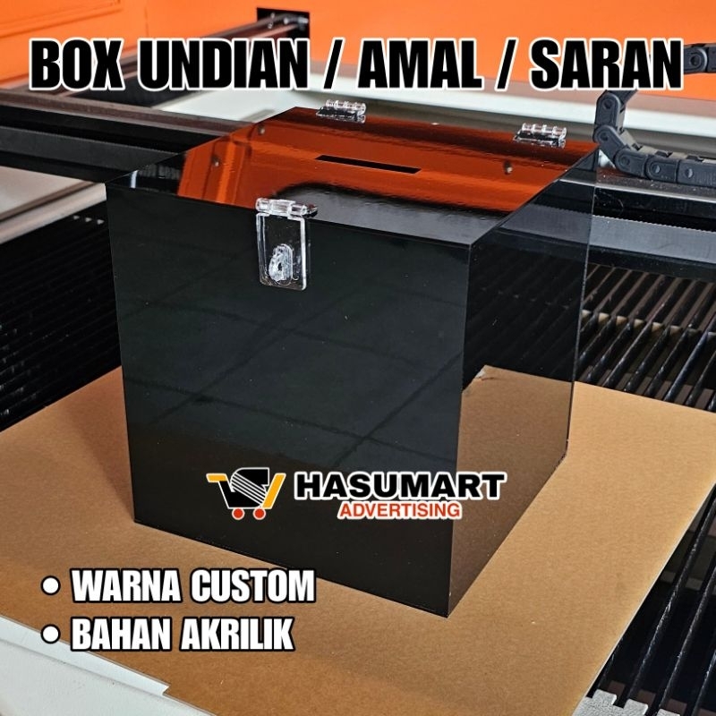 Jual Box Akrilik Undian 20×20×20cm / Kotak Saran Akrilik / Kotak Amal ...