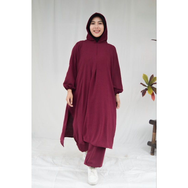 Jual ALEYYAH ABAYA TUNIK ONE SET HOODIE SPORTY HIJAB SETELAN ABAYA WANITA MUSLIMAH DEWASA ...