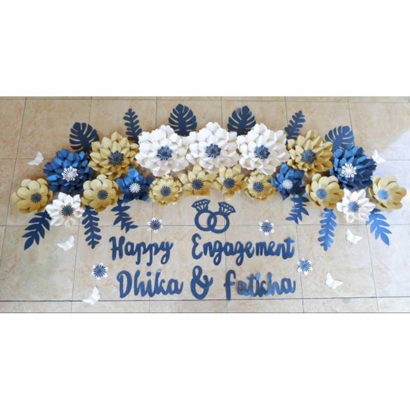 Jual ready Paper flower dekorasi bunga kertas backdrop lamaran dekorasi ...