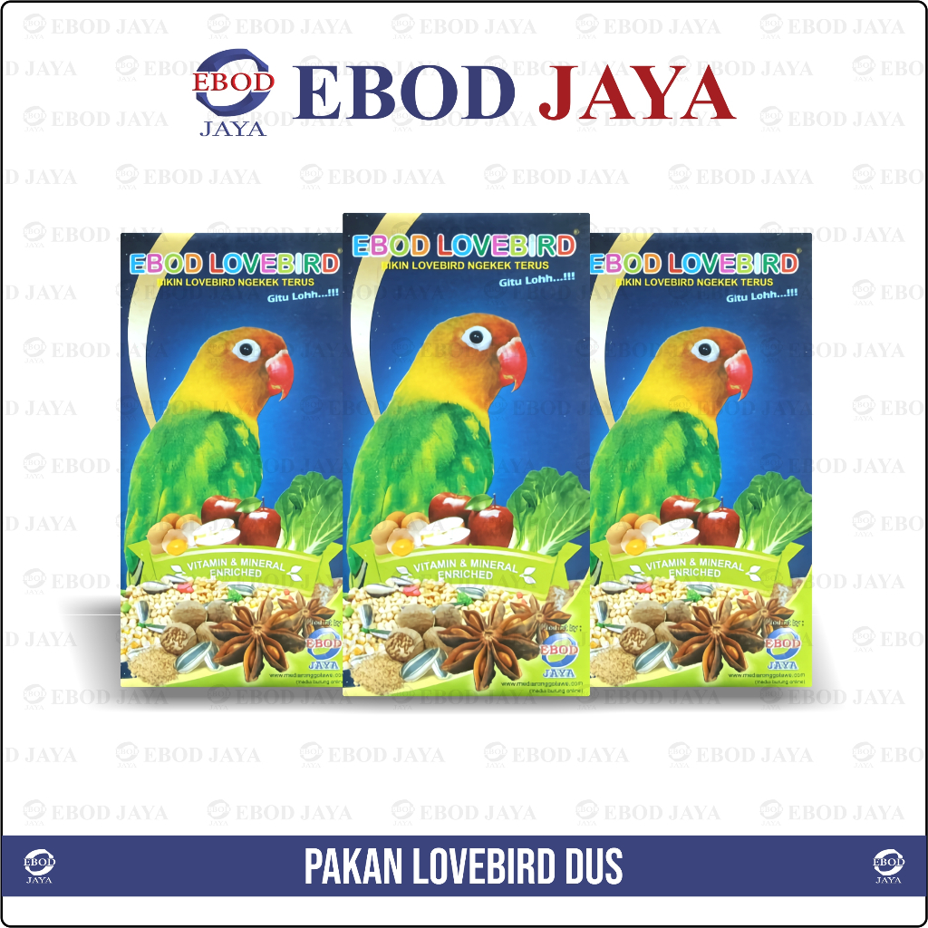 Jual PAKAN BURUNG LOVEBIRD EBOD JAYA 250GR DUS | Shopee Indonesia