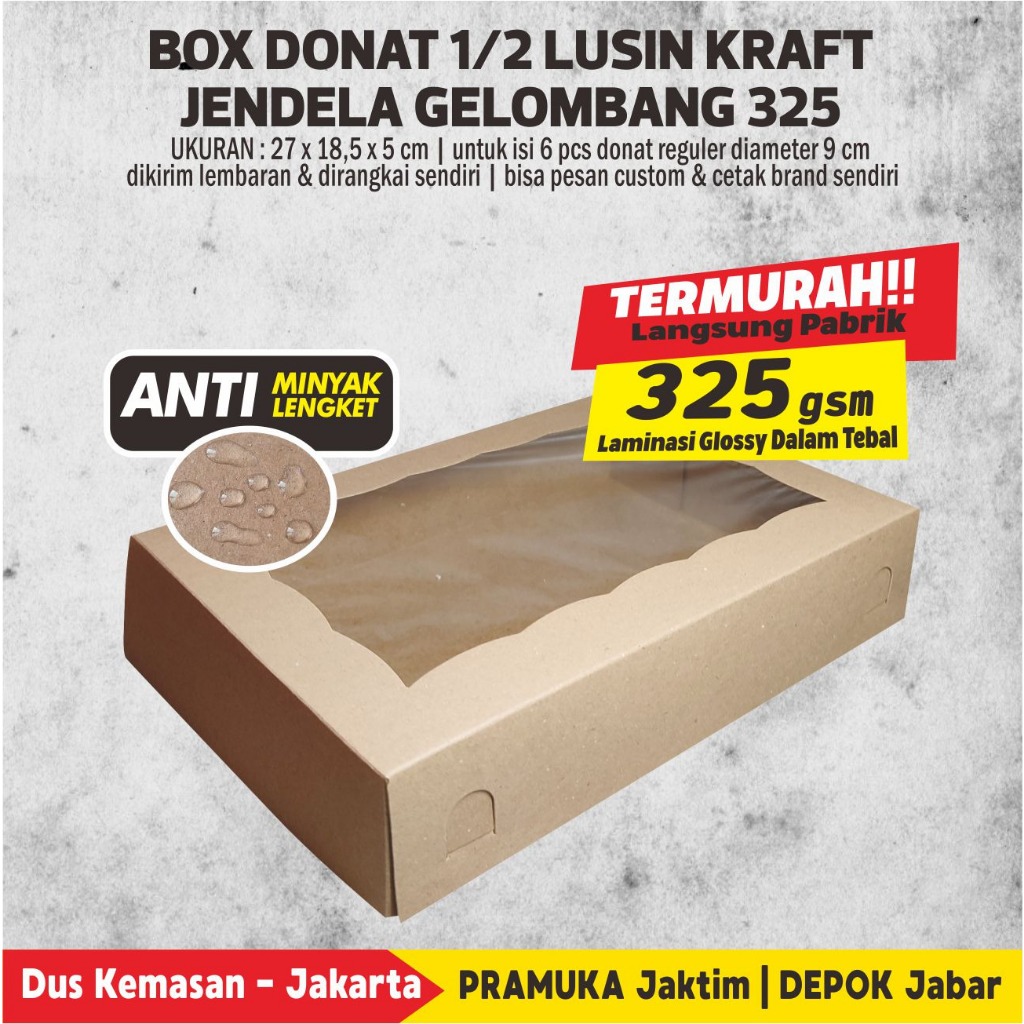 Jual BOX DONAT ISI 6 KRAFT POLOS JENDELA LAMINASI | Shopee Indonesia