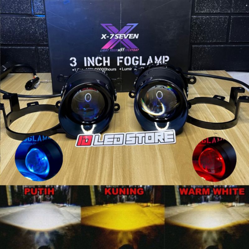 Jual BILED FOGLAMP 3 WARNA UNIVERSAL 3 INCH 50 WATT DEVIL EYE MERAH DAN ...