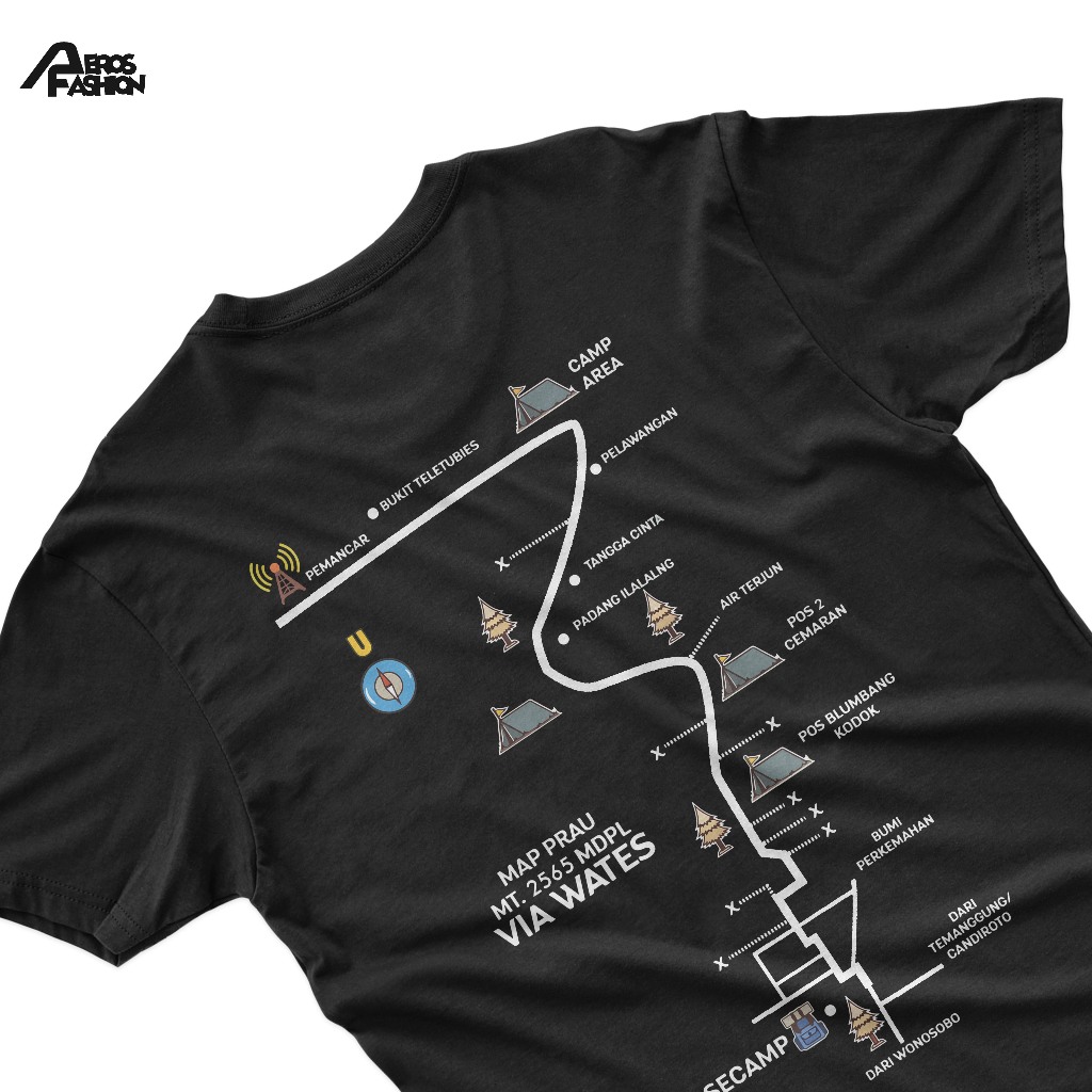 Jual Tshirt Prau Peta Jalur Wates Mt. Prau Cotton Combed 24s Pendaki ...