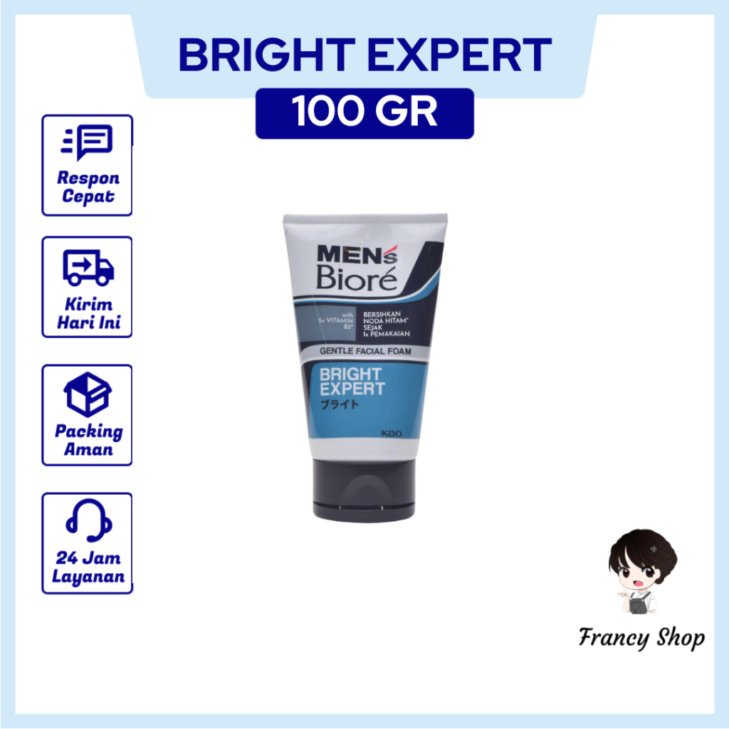 Jual Biore Men's Gentle Facial Foam Bright Expert Sabun Cuci Muka Pria 100 Gr | Shopee Indonesia