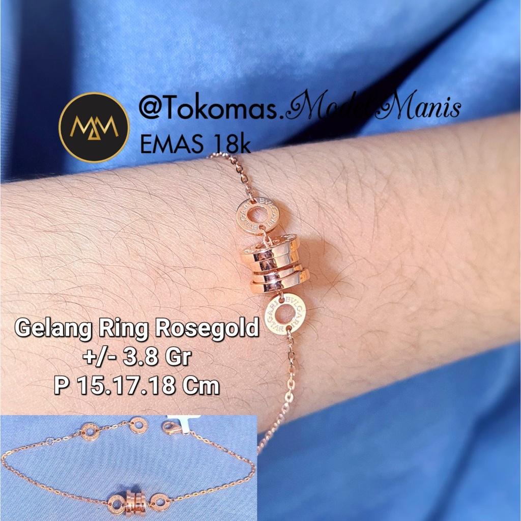 Jual Gelang Ring Per Italy Rosegold 750 kadar 18k | Shopee Indonesia