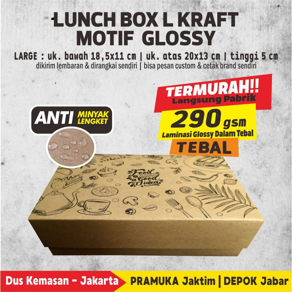 Jual Paper Lunch Box L Motif Kraft Laminasi | Shopee Indonesia
